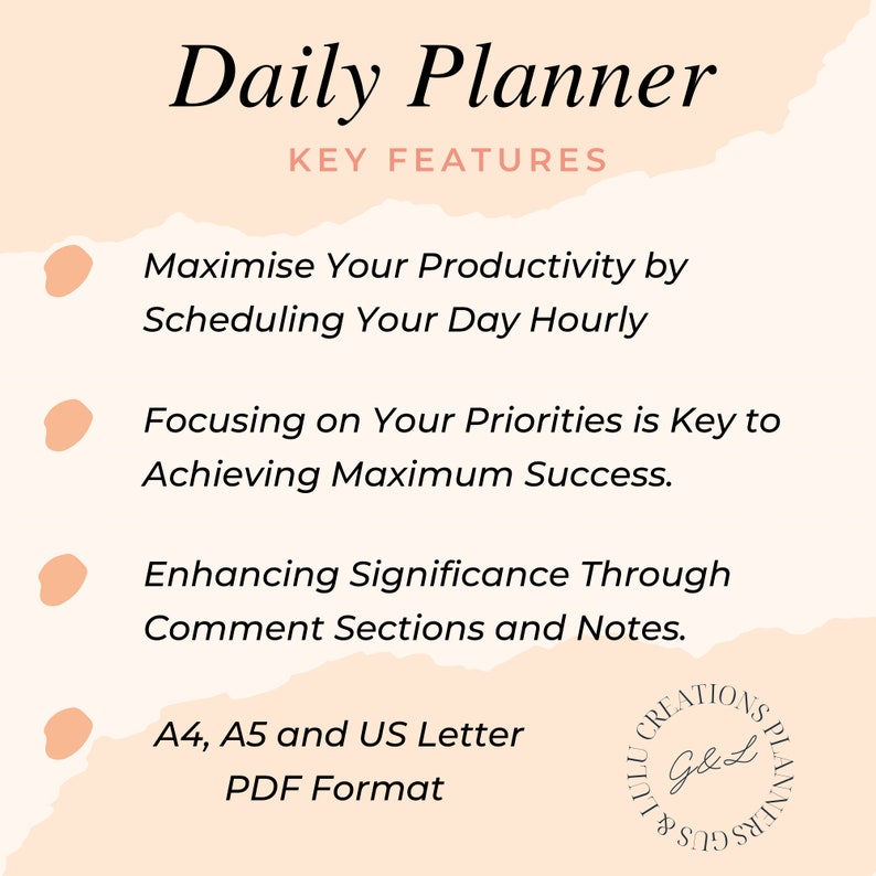 Daily Planner Printable, Daily Planner PDF, Printable Organiser, Daily ...