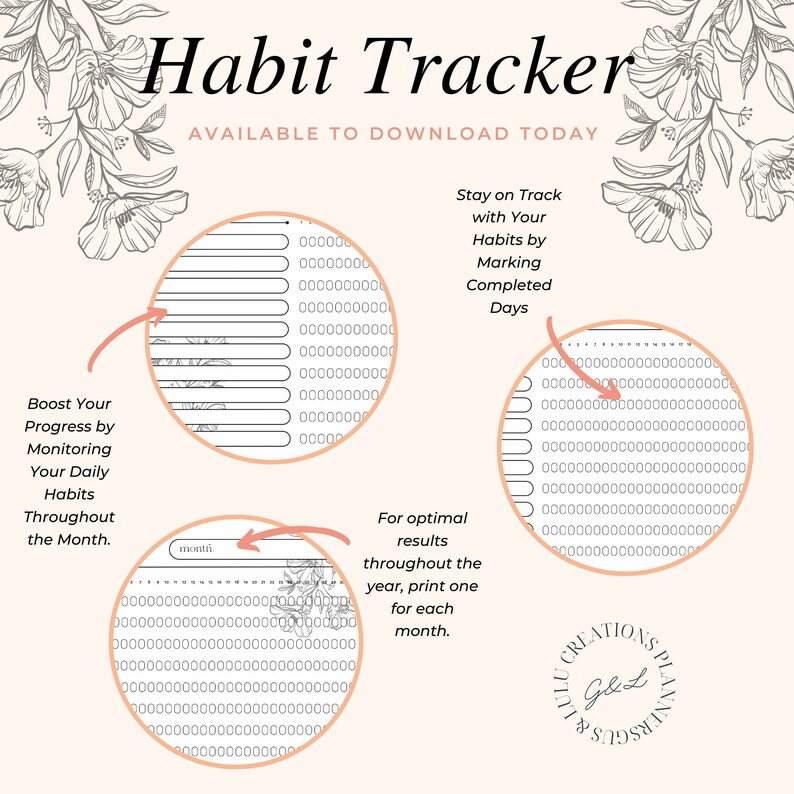 Monthly Habit Tracker Printable, Habit Tracker PDF, Printable Organiser ...