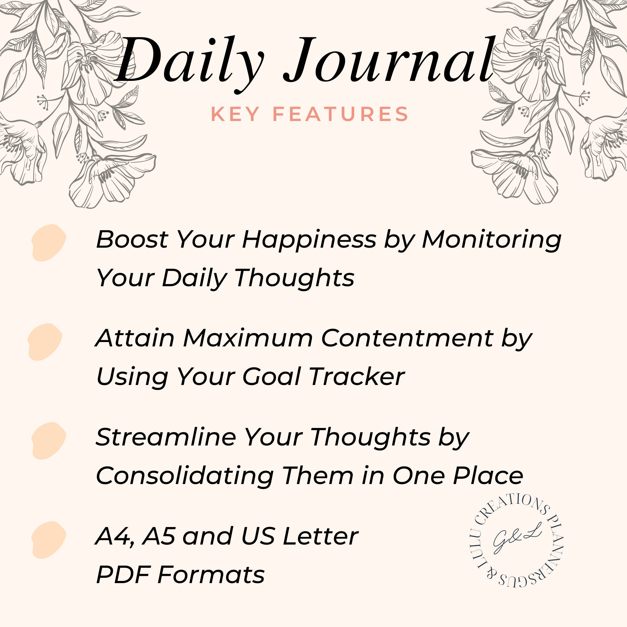 Daily Journal Printable, Daily Journal PDF, Gratitude Journal ...