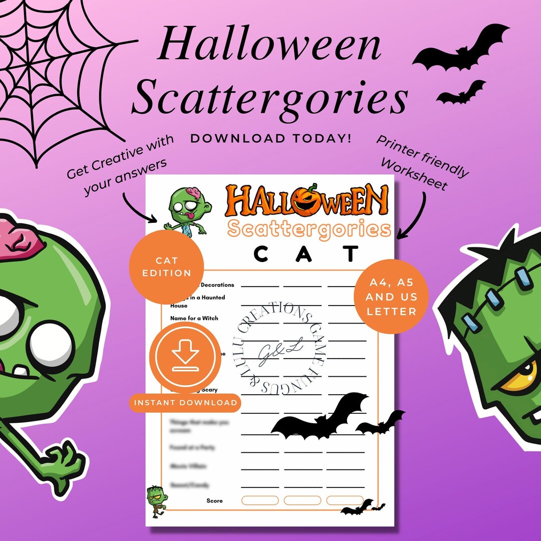 Halloween Scattergories Printable, Instant Download, Halloween Fun Game ...