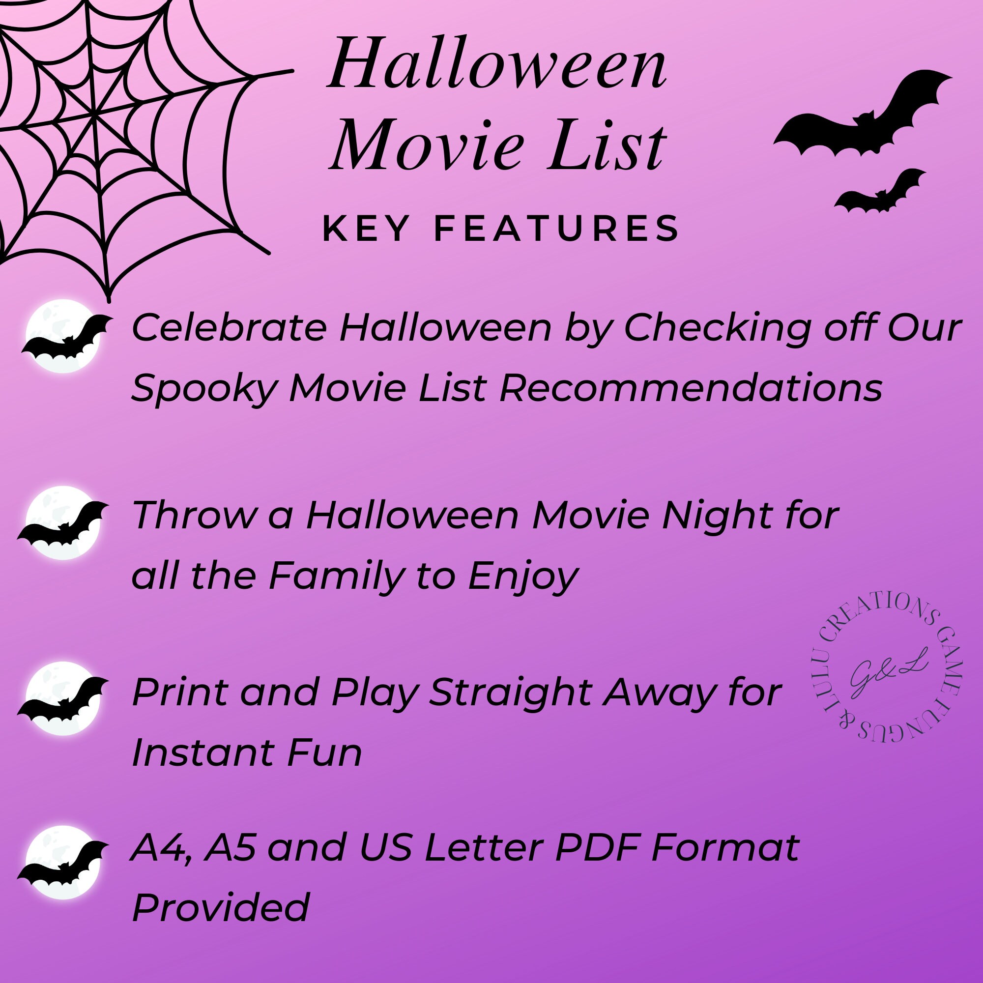 Halloween Kids Movie List Printable PDF, Instant Download, Halloween ...