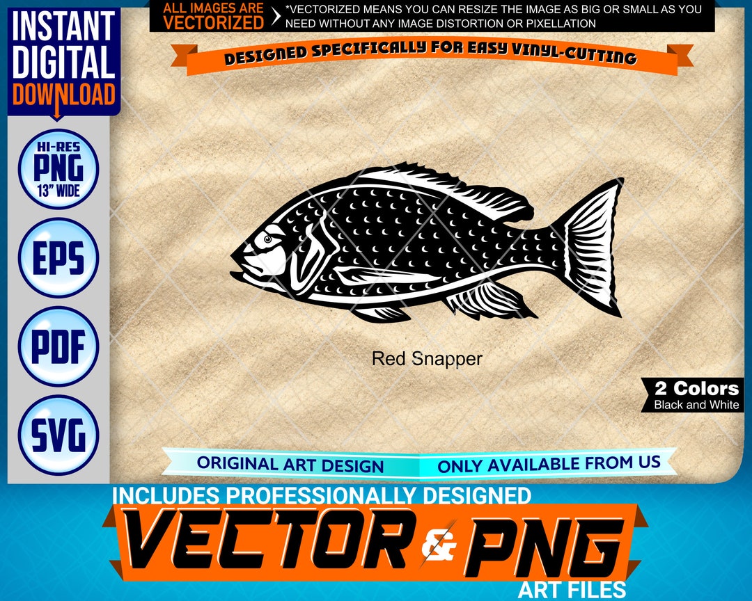Red Snapper Silouette Fish Swimming .SVG .EPS .PNG .pdf Clipart Vector ...