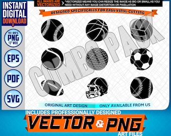 Sport Balls Printable Full Color Logo Graphic Design Element .SVG .EPS ...