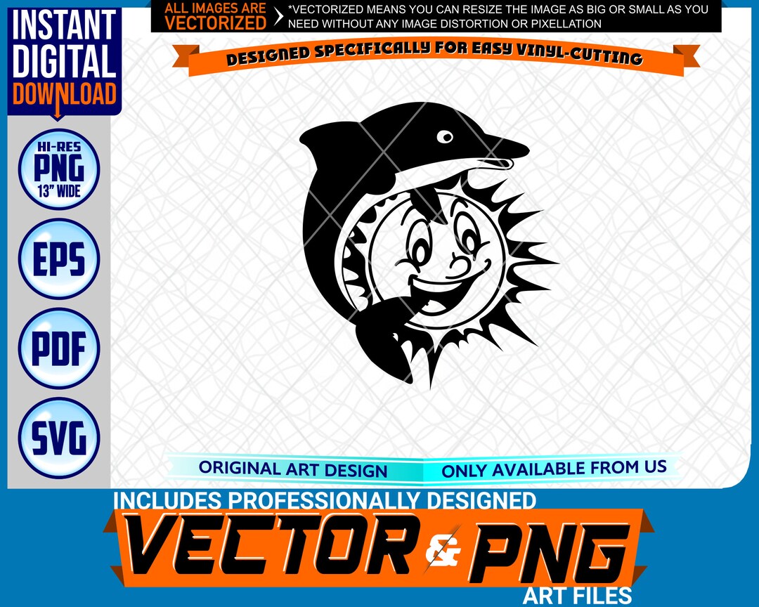 Dolphin Sun Logo Graphic Design Element .SVG .EPS .PNG .pdf Clipart ...