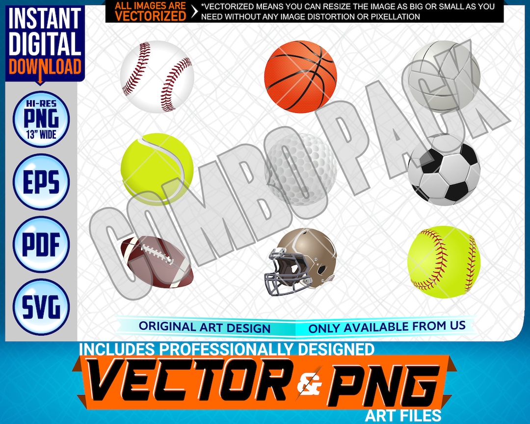 Sport Balls Printable Full Color Logo Graphic Design Element .SVG .EPS ...