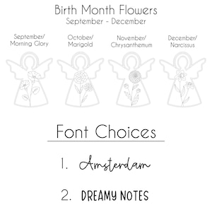 Personalized Angel Christmas Ornament: Birth Month Flower, Engraved ...