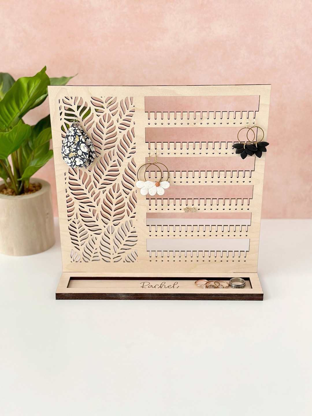 Large Earring Holder With Ring Tray: Personalized Gift - Etsy