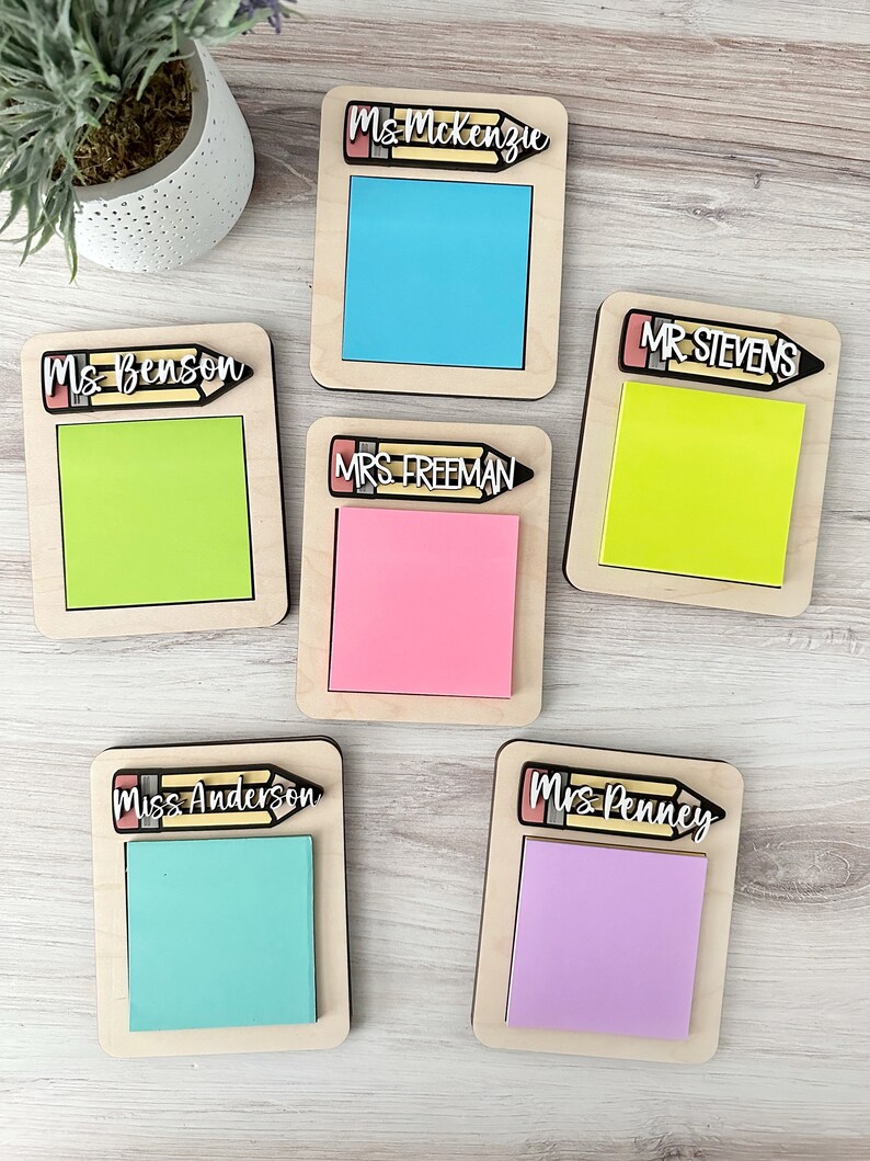 Teacher Appreciation Gift, Personalized Post-it Notepad Holder, Meet ...