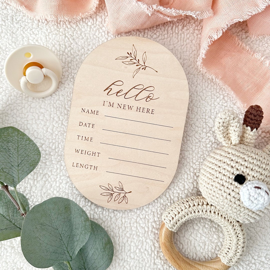 Botanical Maple Wood Birth Announcement Sign: Newborn Photo Prop - Etsy