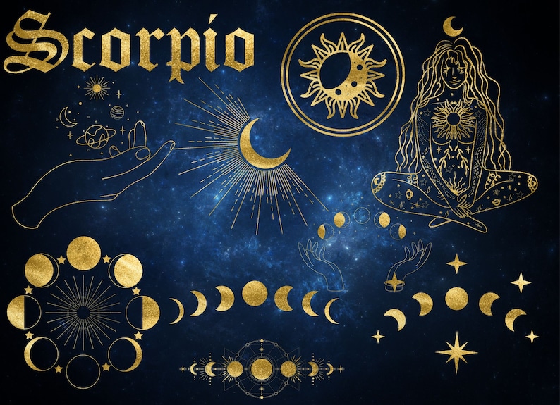 ZODIAC Clip Art, SCORPIO, 42 PNG, Astrology Clip Art, Scorpio ...