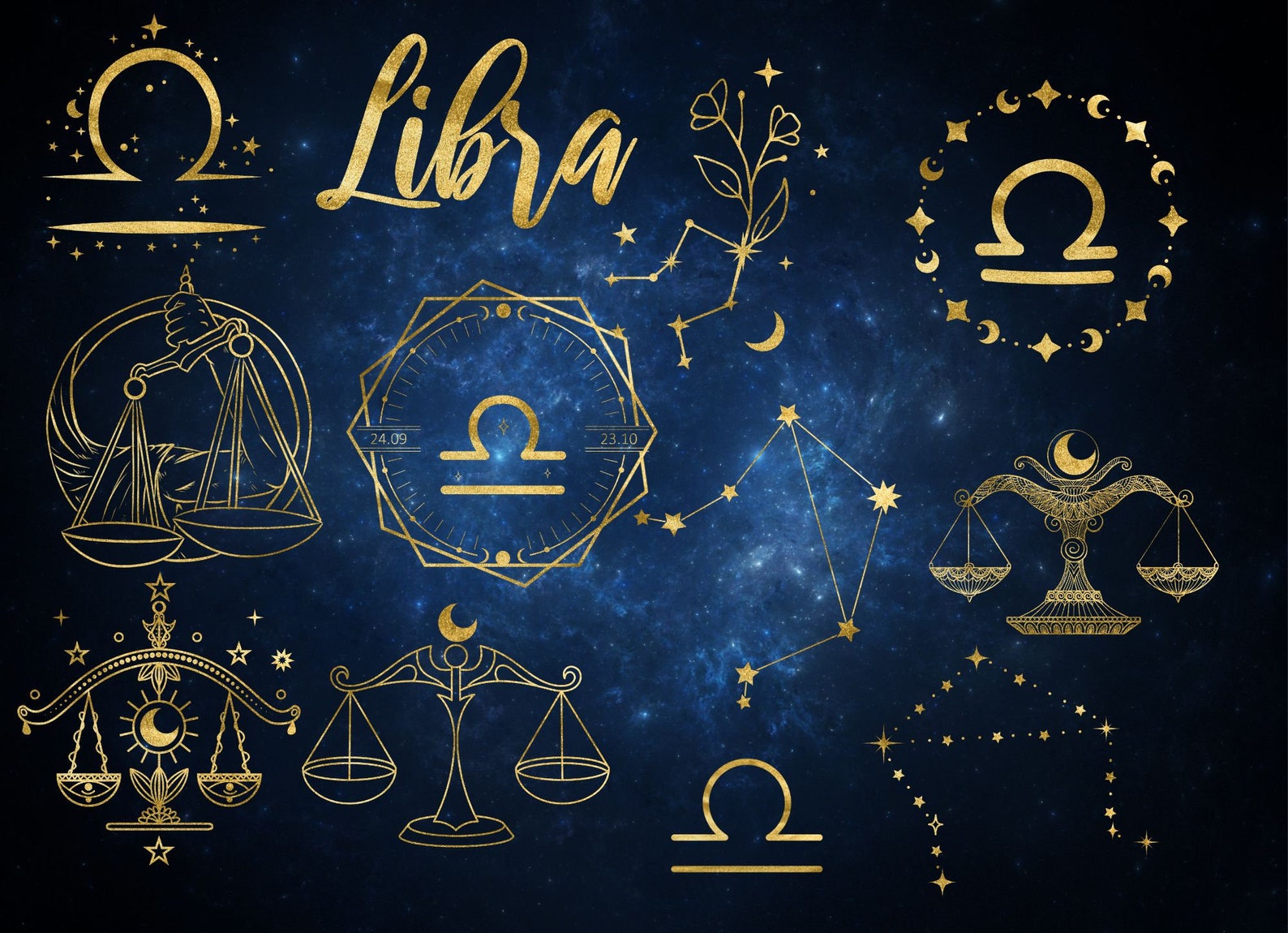 ZODIAC Clip Art, LIBRA, 42 PNG, Astrology Clip Art, Libra Illustration ...