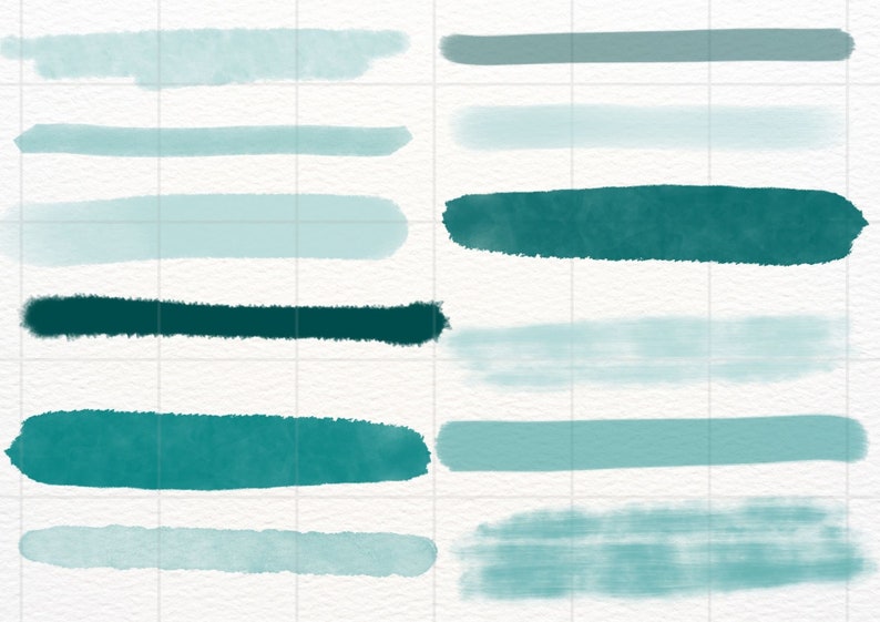TEAL Watercolor Brush Strokes, Instant Download, Watercolor Clipart, 41 ...