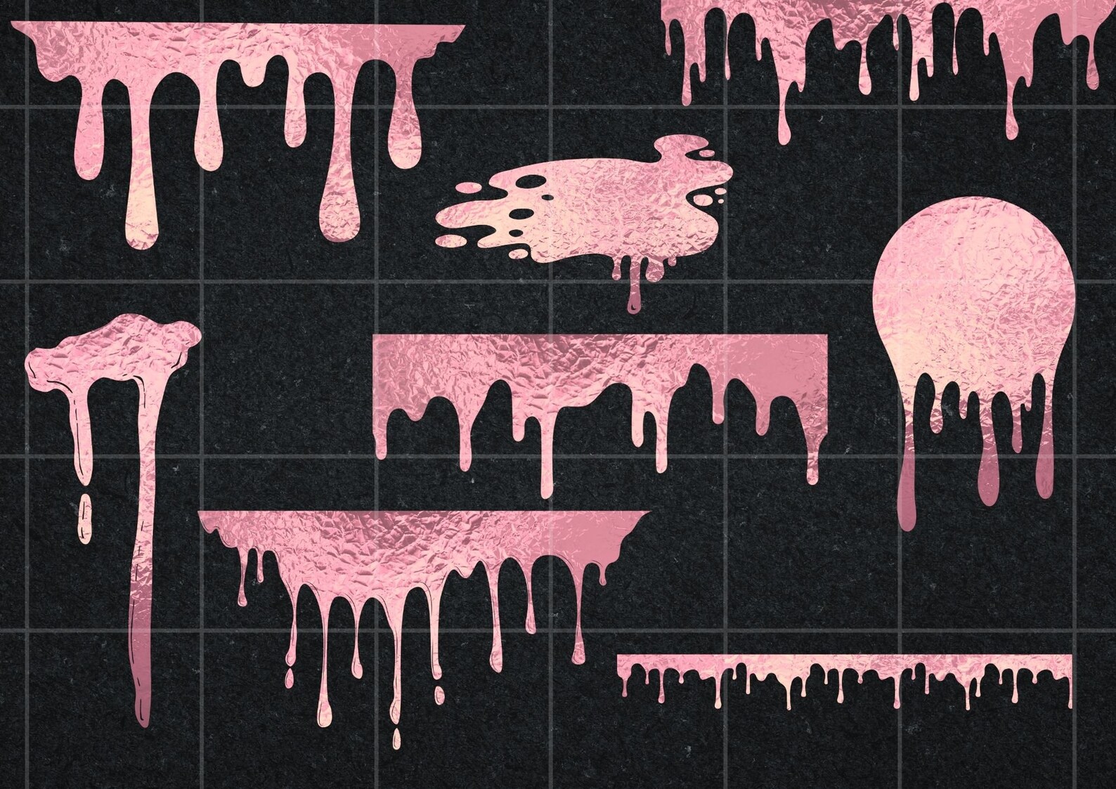 24 Dripping Rose Gold Clipart, Instant Download, Sparkling Glitter PNG ...