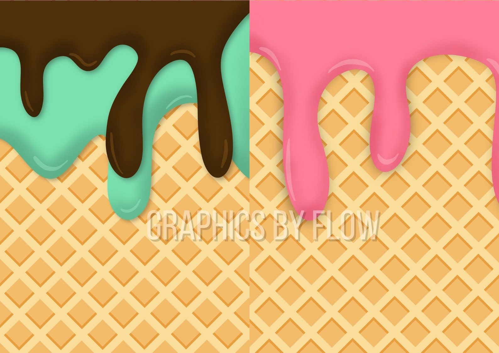 Ice Cream Waffle Cone Collection Backgrounds 12 Digital - Etsy