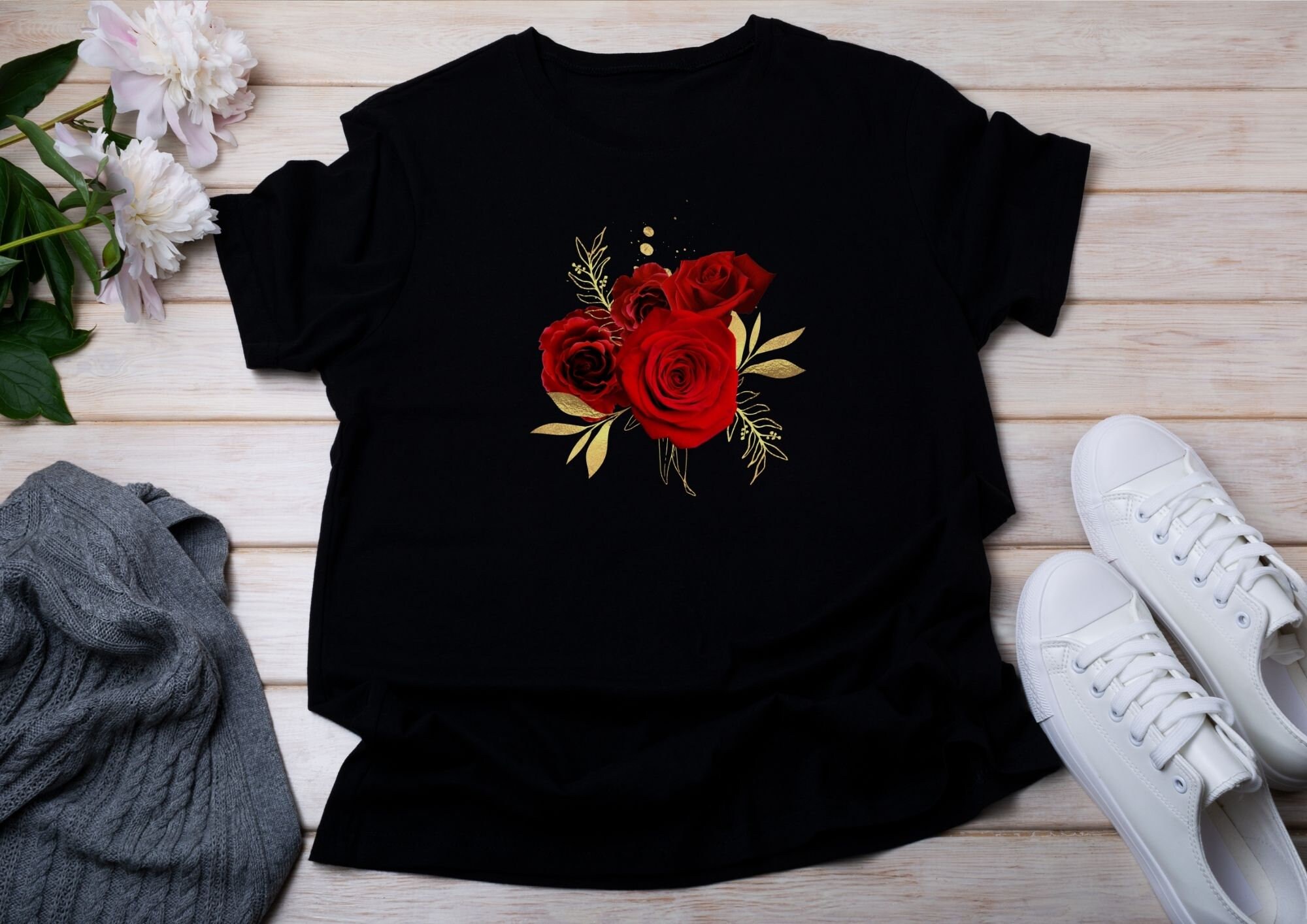 Red and Gold Floral Clip Art Clipart instant Download 22 - Etsy