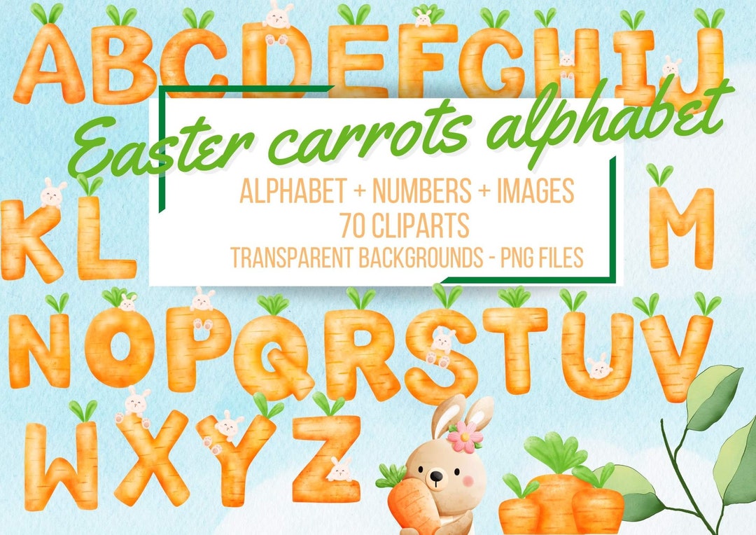 EASTER Alphabet Clip Art Numbers Images CARROTS Instant - Etsy