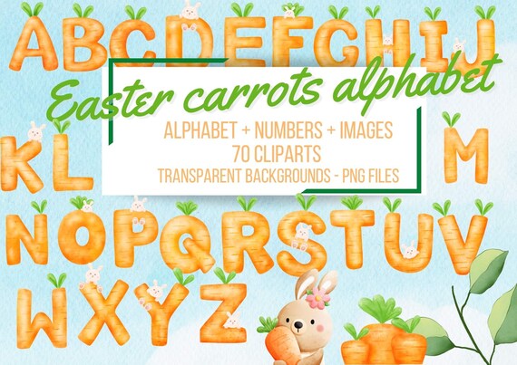 EASTER Alphabet Clip Art Numbers Images CARROTS Instant | Etsy