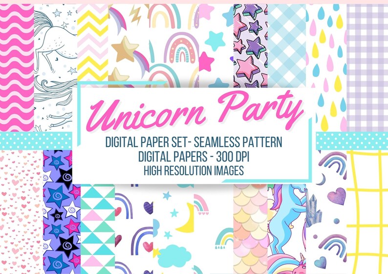 UNICORN CLIPART and Digital Papers,instant Download, Clipart, 30 PNG ...