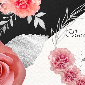 Pink and Silver Floral Clip Art Clipart ,instant Download, 22 ...