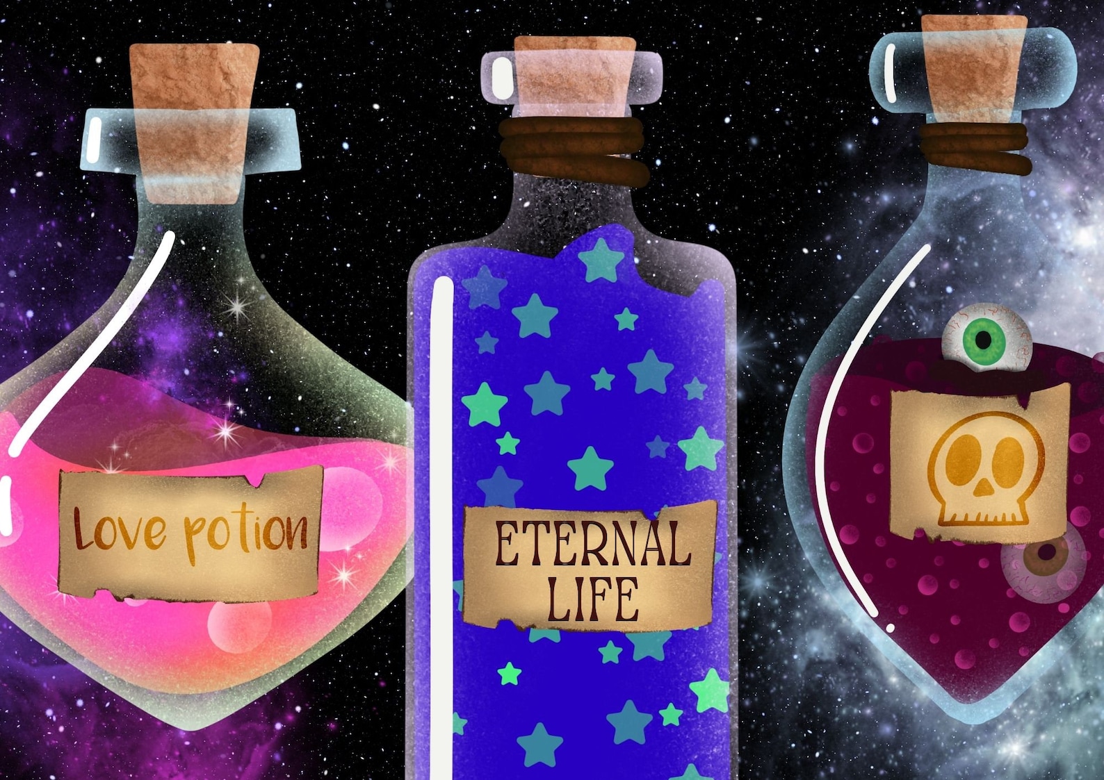 Magical Potions Clipart, Instant Download, Glitter Potion, Eyeball ...