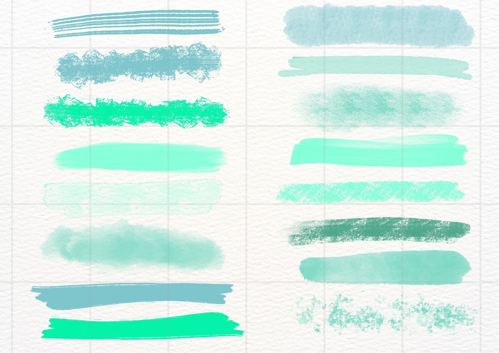 Turquoise Watercolor Brush Strokes, Instant Download, Watercolor ...