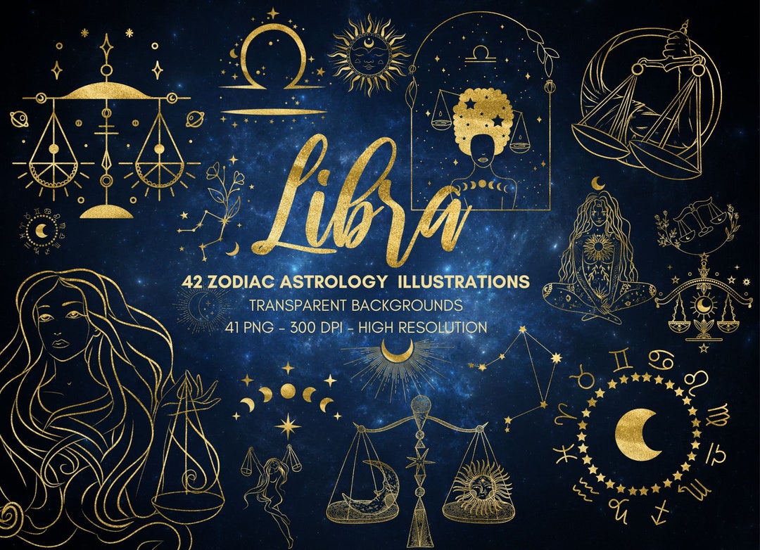ZODIAC Clip Art, LIBRA, 42 PNG, Astrology Clip Art, Libra Illustration ...
