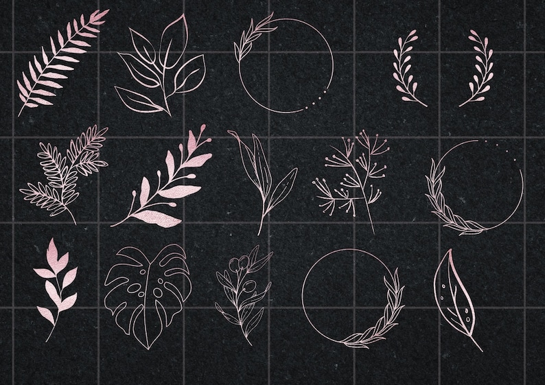 ROSE GOLD Leaves PNG Rose Gold Leaf Clipart, Instant Download, 40 ...