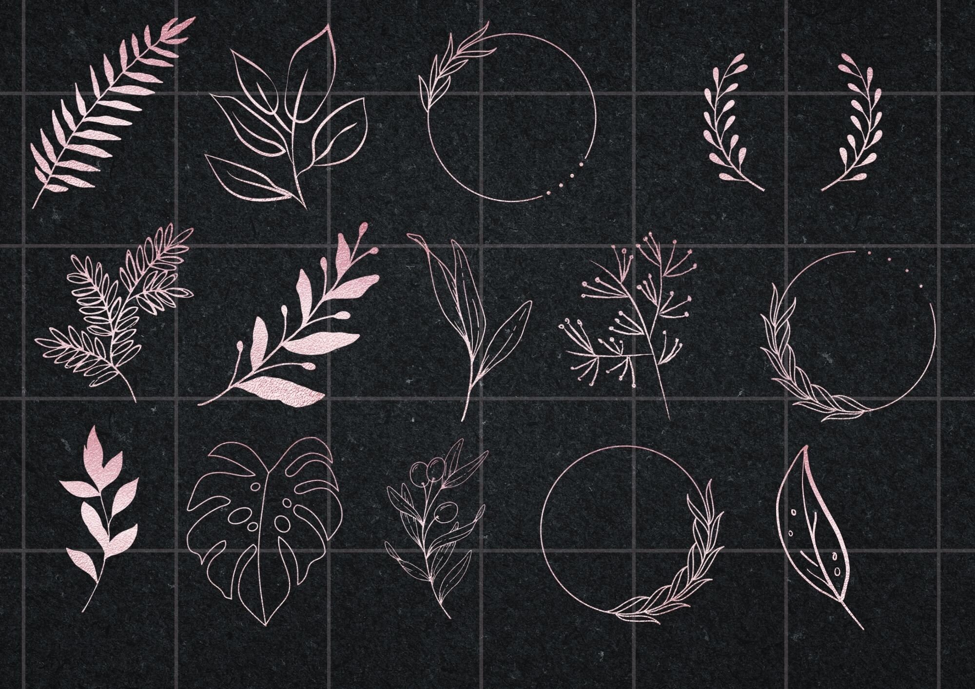 ROSE GOLD Leaves PNG Rose Gold Leaf Clipart, Instant Download, 40 ...