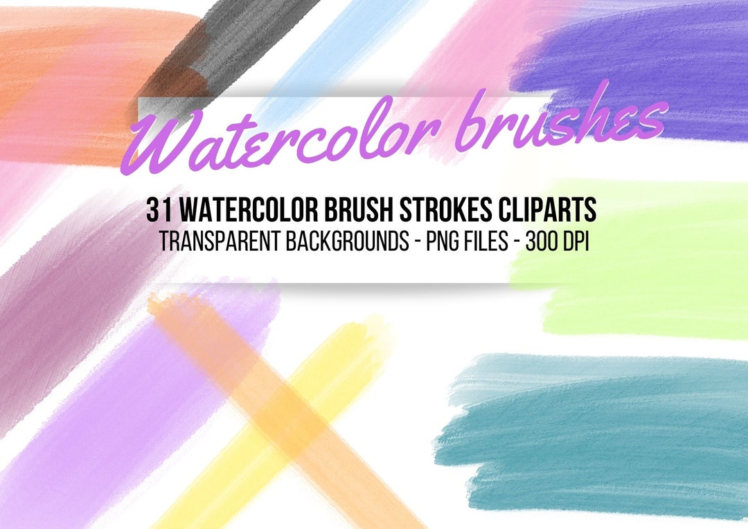 BRUSH STROKE Watercolor Clipart, Instant Download, Transparent, Clip ...
