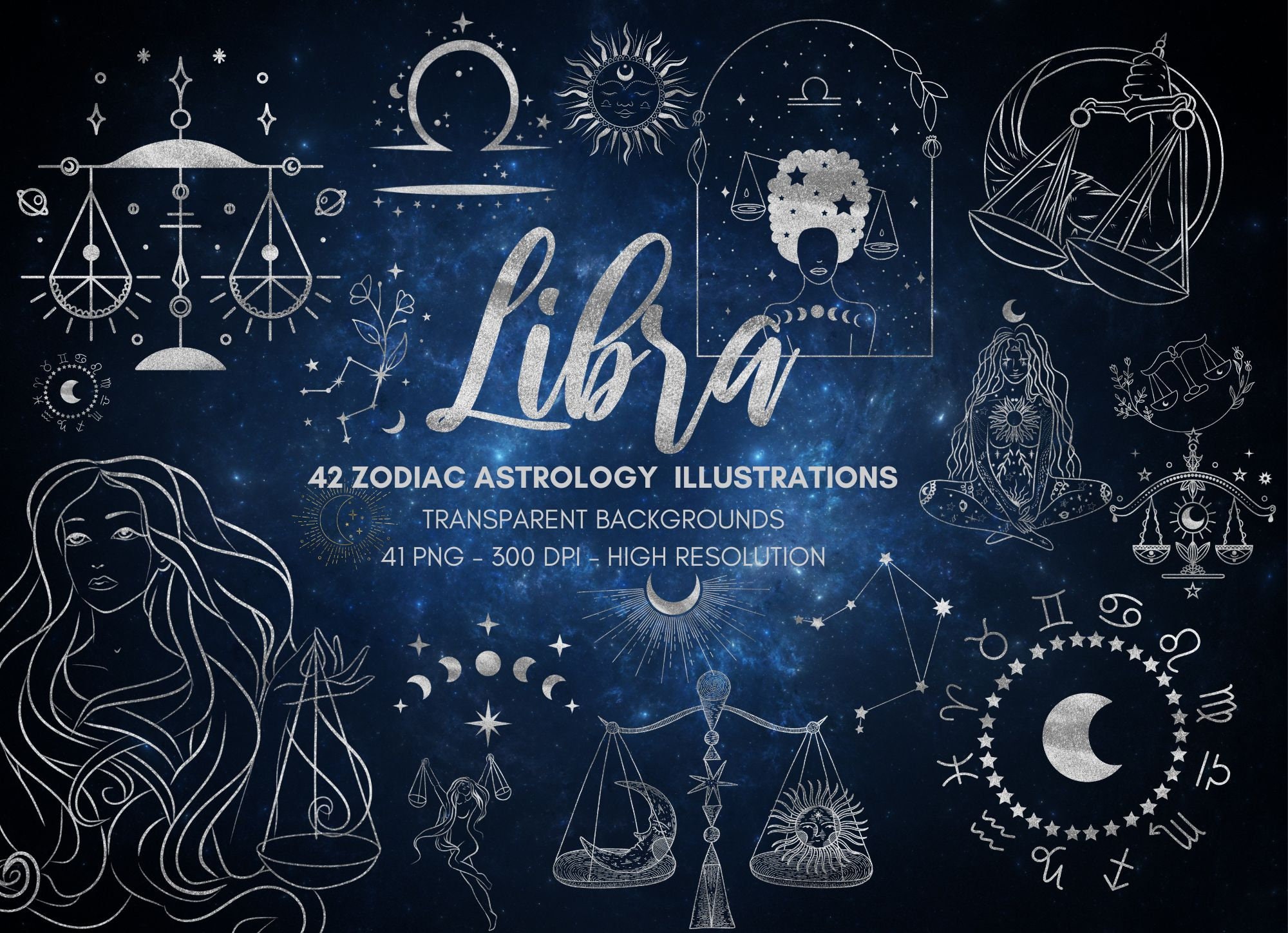 ZODIAC Clip Art, LIBRA, 42 PNG, Astrology Clip Art, Libra Illustration ...