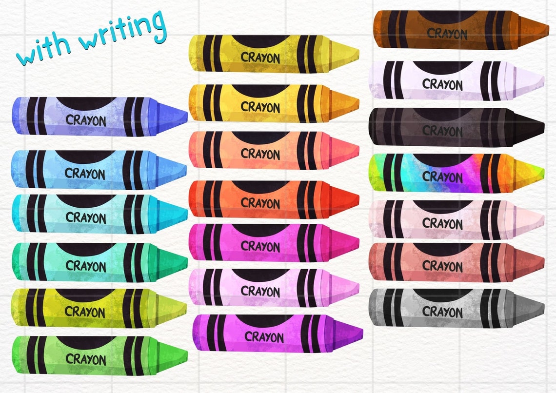 Watercolor Crayons Clipart Instant Download Art Supplies - Etsy