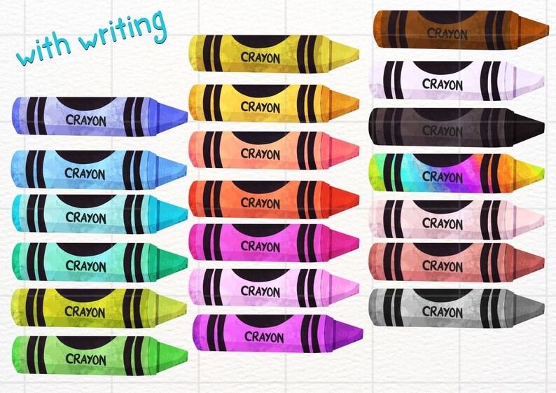 Watercolor Crayons Clipart, Instant Download, Art Supplies PNG, 40 ...