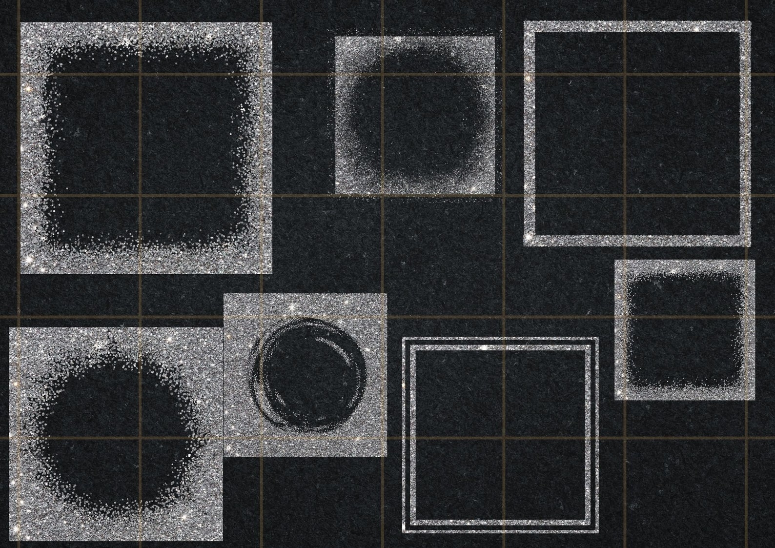 Silver Glitter Borders Clipart and Frames, Instant Download, Silver ...