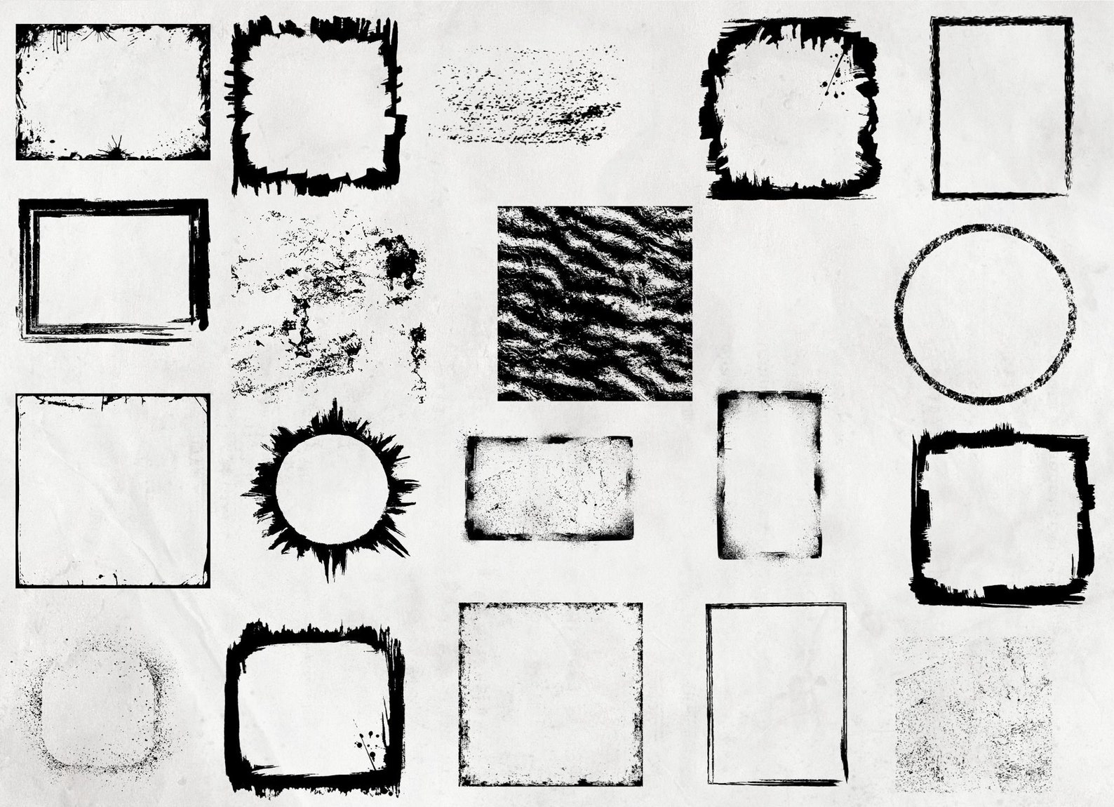 40 GRUNGE Frame Clipart, Instant Download, PNG, Distressed Square ...