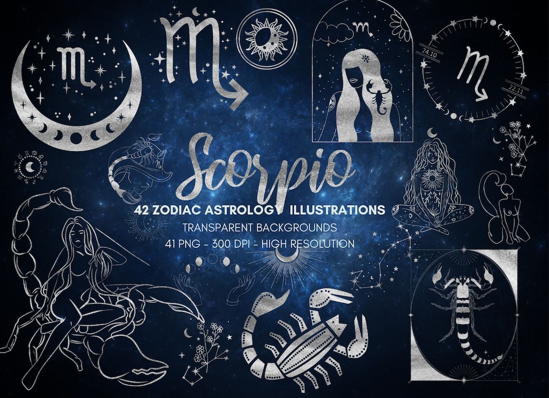 Zodiac Magic-scorpio Clip Art Set 42 PNG Images, Astrology Clipart,star ...