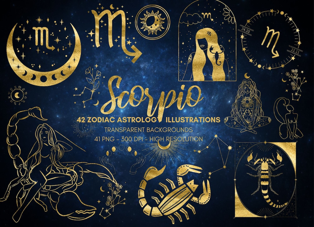 ZODIAC Clip Art, SCORPIO, 42 PNG, Astrology Clip Art, Scorpio ...
