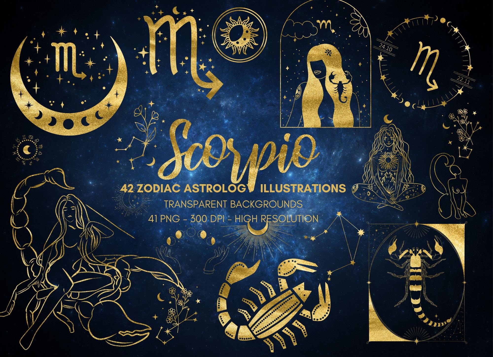 ZODIAC Clip Art, SCORPIO, 42 PNG, Astrology Clip Art, Scorpio ...