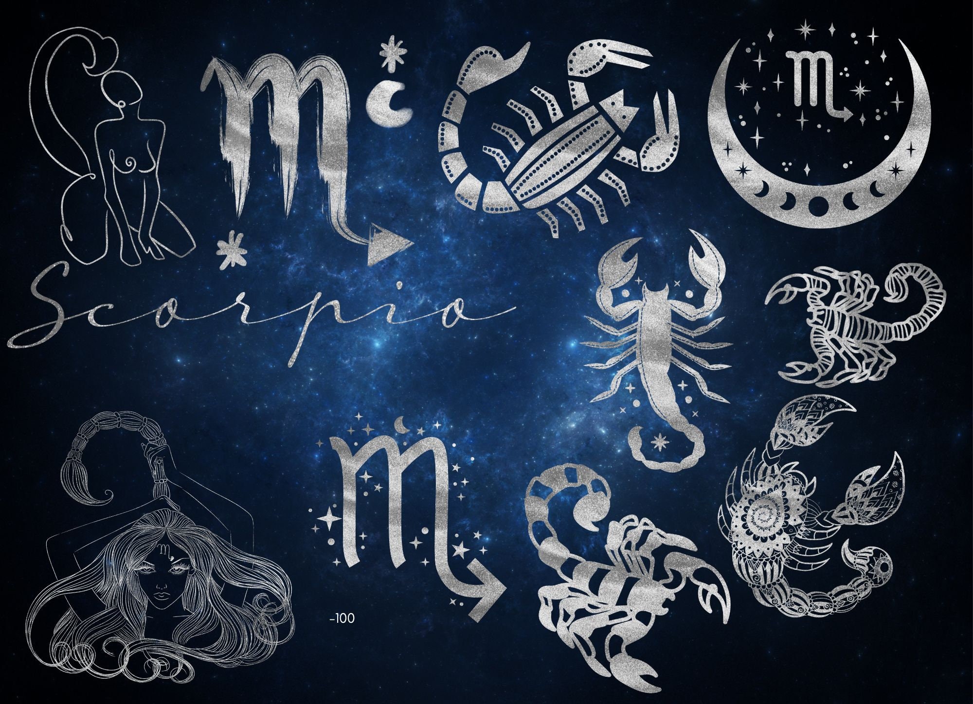 Zodiac Magic-scorpio Clip Art Set 42 PNG Images, Astrology Clipart,star ...