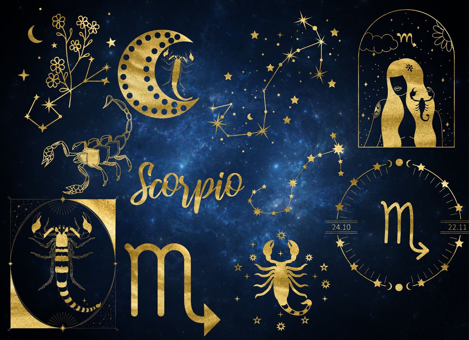 ZODIAC Clip Art, SCORPIO, 42 PNG, Astrology Clip Art, Scorpio ...