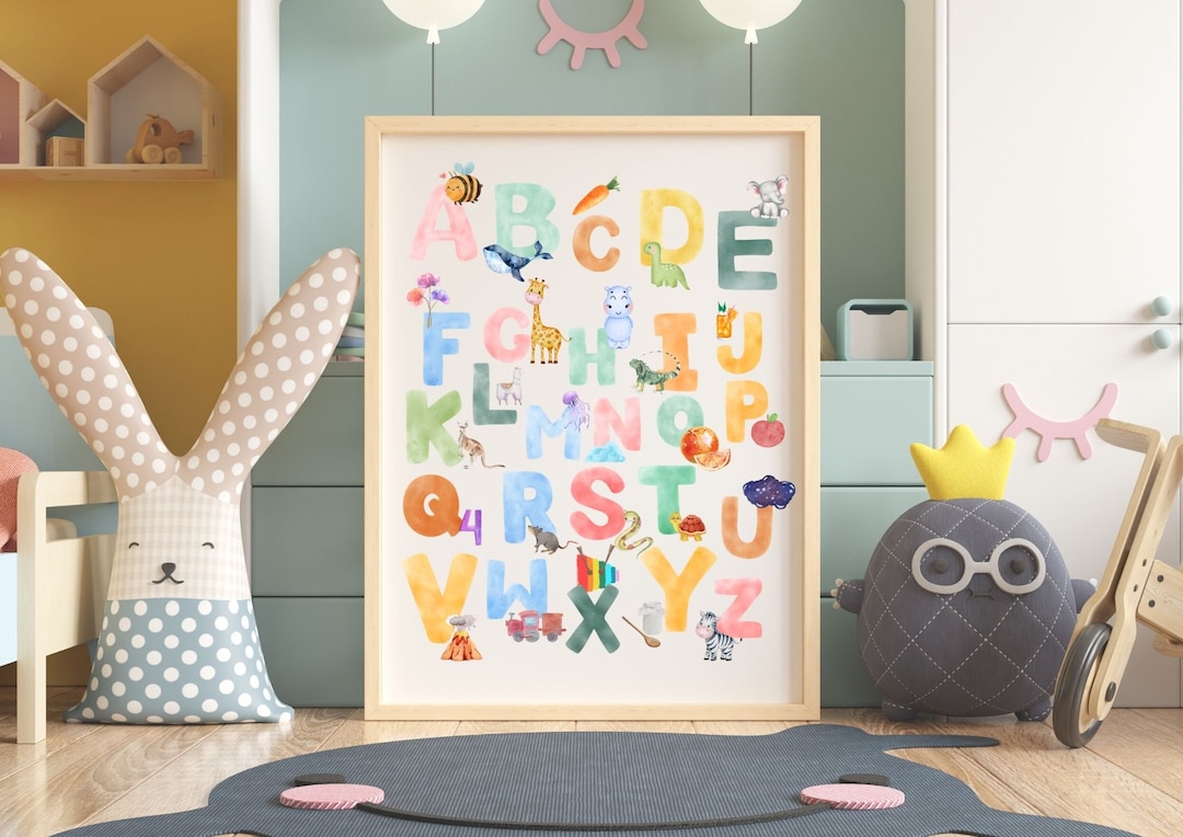 ALPHABET Poster Printable Wall Art ,FRENCH, Watercolor, ABC Poster ...
