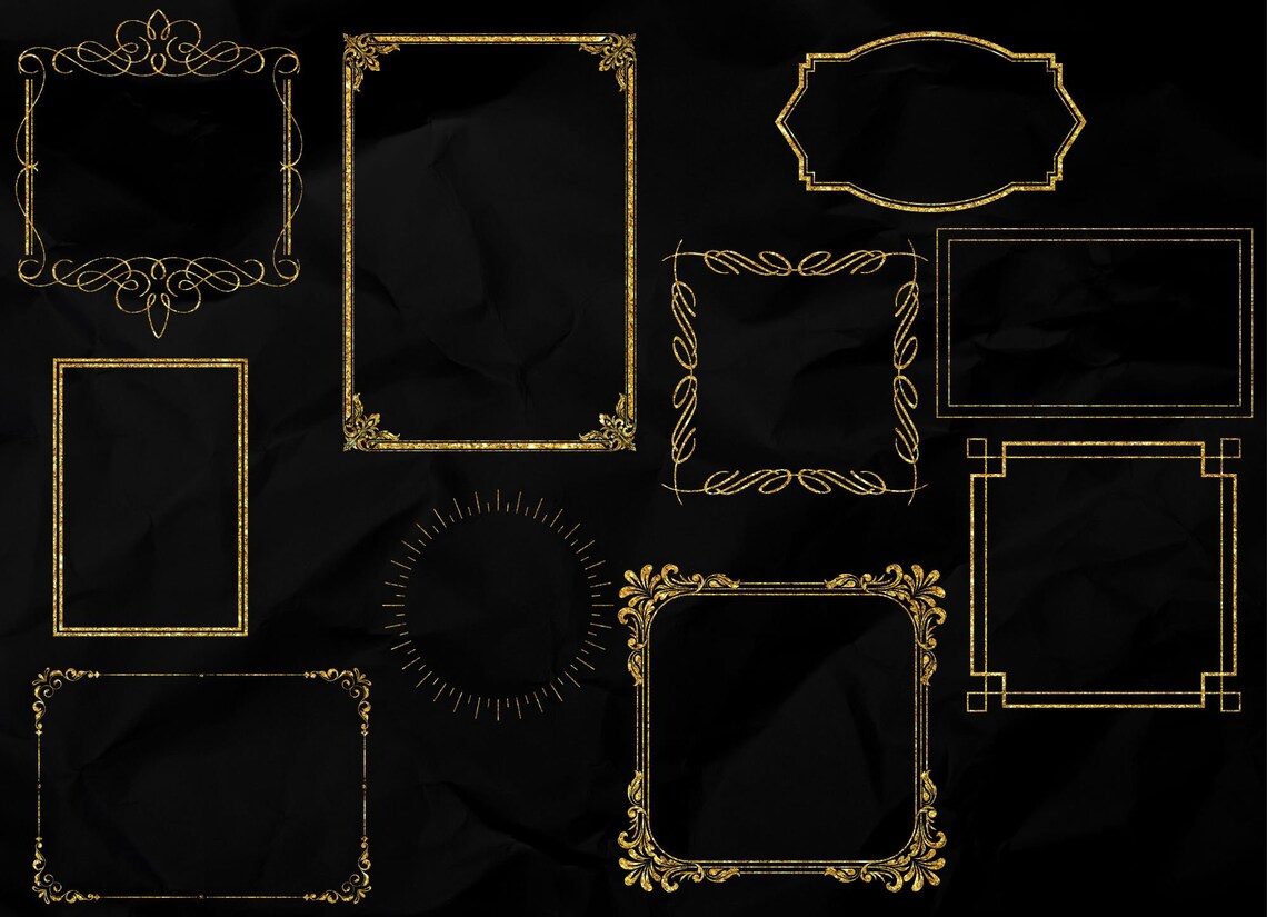 GOLD Glitter VINTAGE FRAMES Instant Download 30 Png Frame - Etsy
