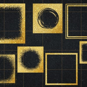Gold Glitter Borders Clipart, Instant Download, Gold Glitter PNG ...