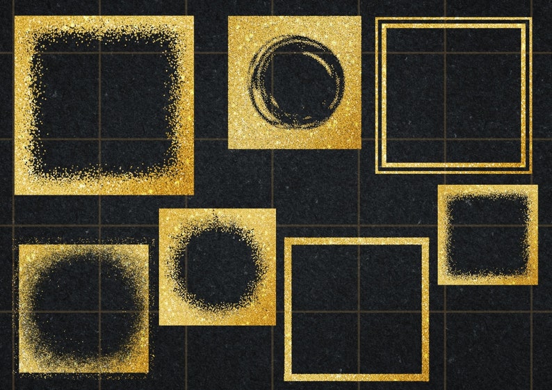 Gold Glitter Borders Clipart, Instant Download, Gold Glitter PNG ...