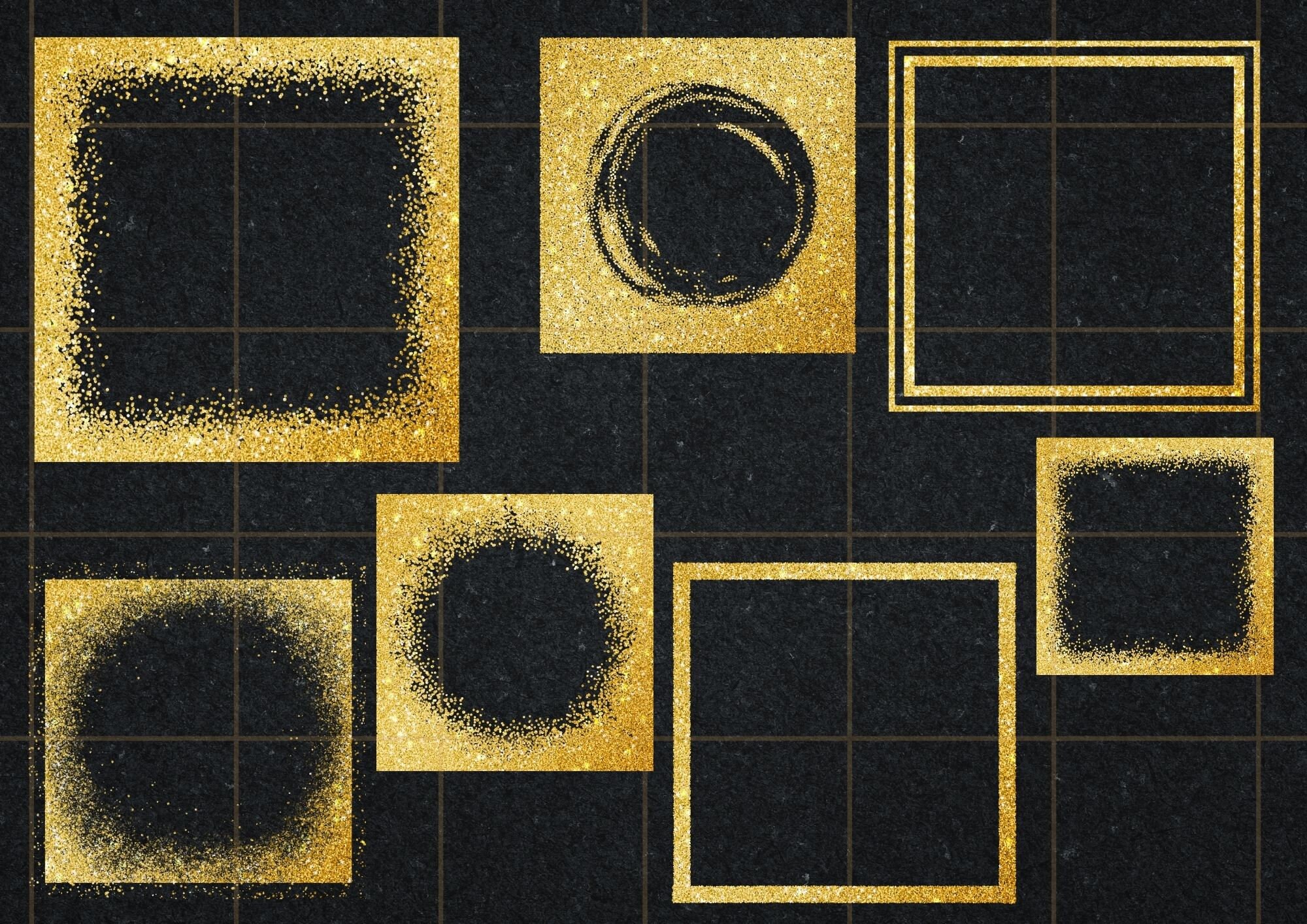 Gold Glitter Borders Clipart, Instant Download, Gold Glitter PNG ...