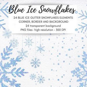 Blue GLITTER SNOWFLAKES PNG, Instant Download, 24 Transparent Png,snow ...