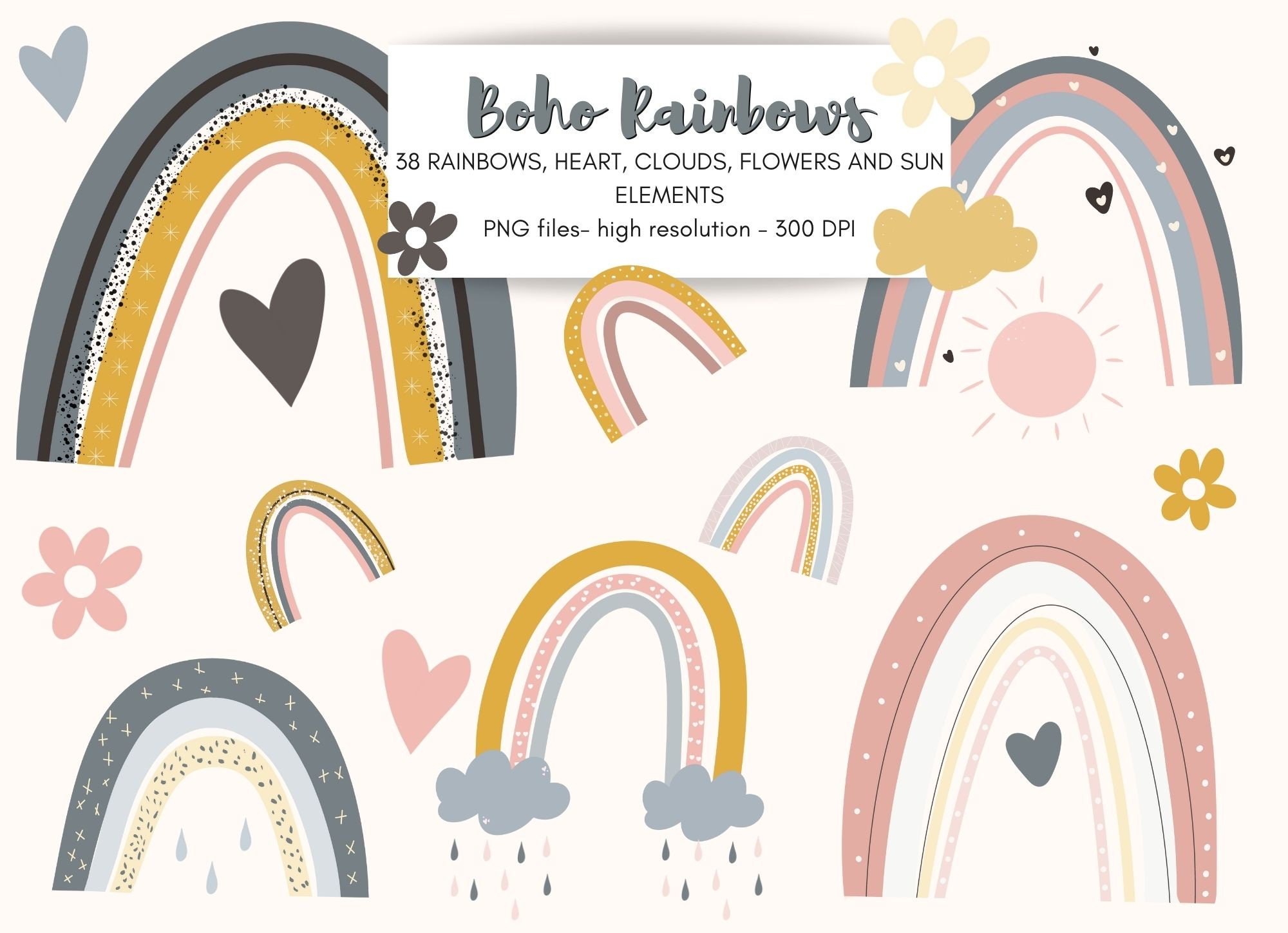Rainbows Pastel Instant Download Digital Clip Art Set38 PNG - Etsy