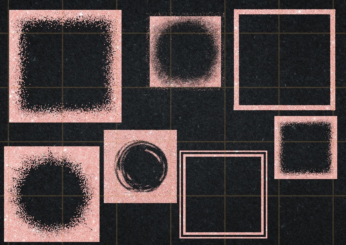 Rose Gold Glitter Borders Clipart and Frames, Instant Download ...