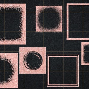 Rose Gold Glitter Borders Clipart and Frames, Instant Download ...