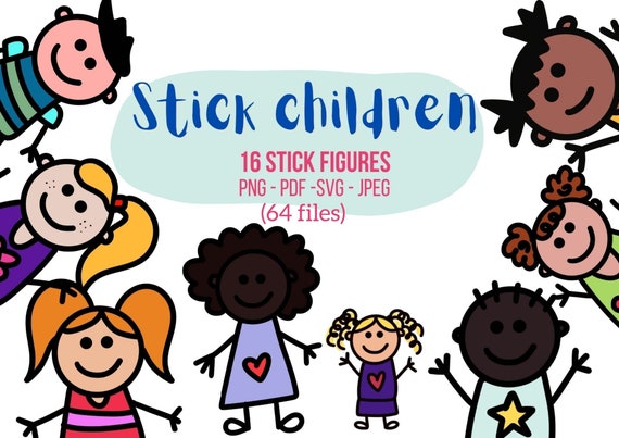 Stick Figure School Kids Clipart