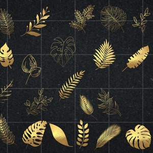 Iridescent Tropical Leaves Clipart,instant Download, Rainbow Foil ...